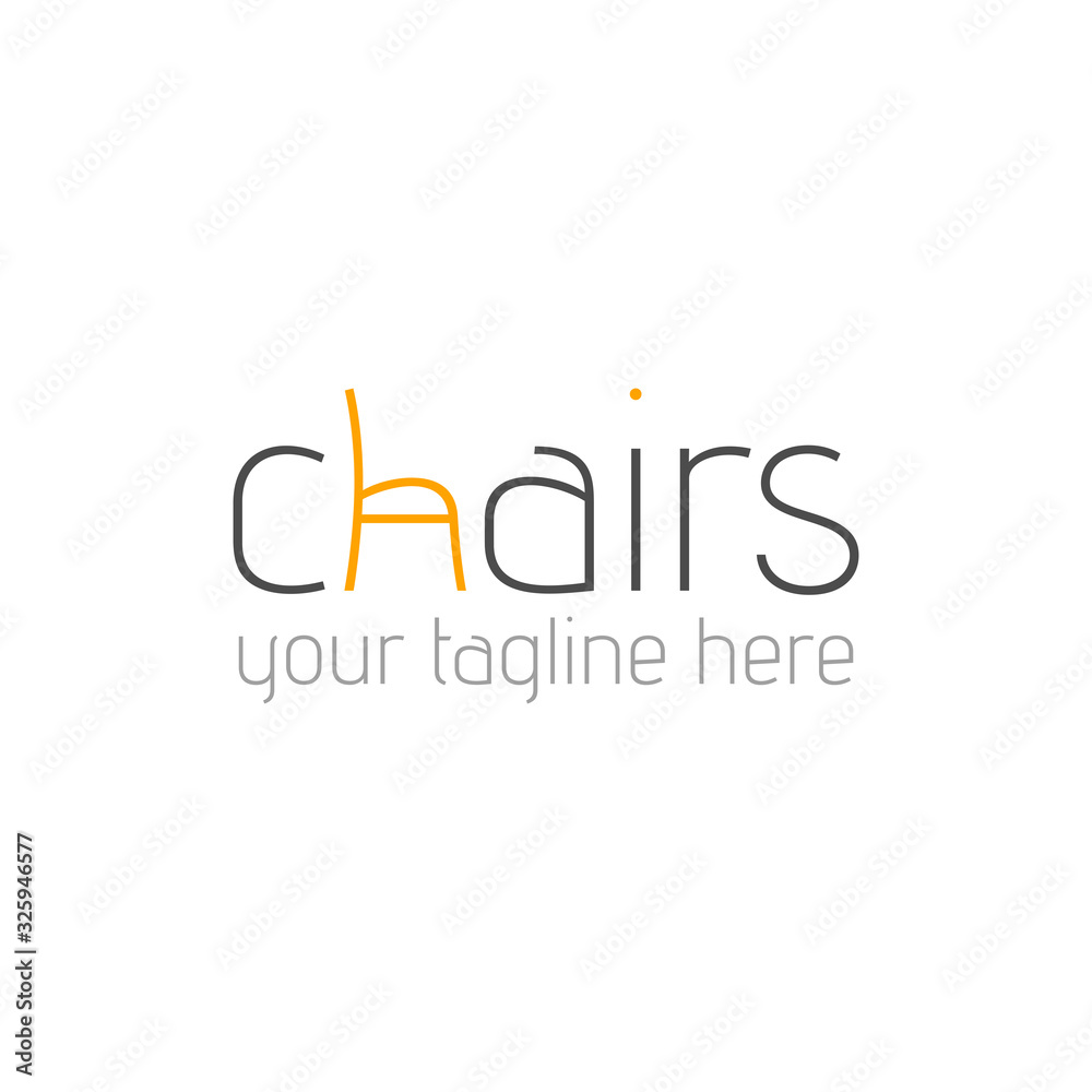 chairs text logo using stylized advent font. chair shape. business ...