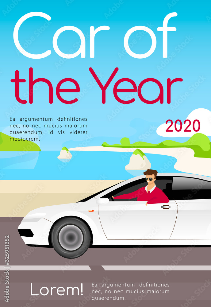 Car of the year poster flat vector template. 2020 nest automobile ...