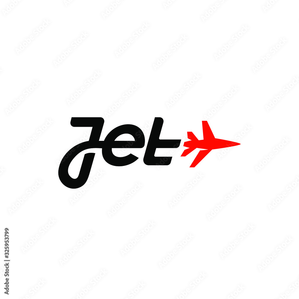 Jet travel logo icon logotype letter with plane fast speed movement ...