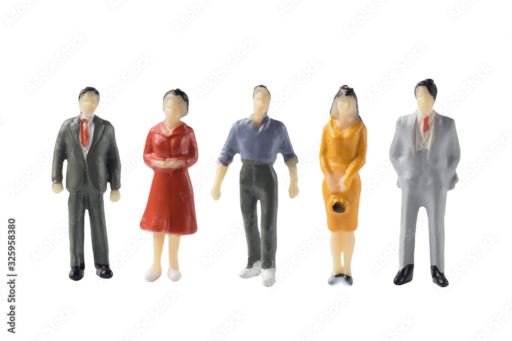 collection of figure miniature models isolated on white background ...
