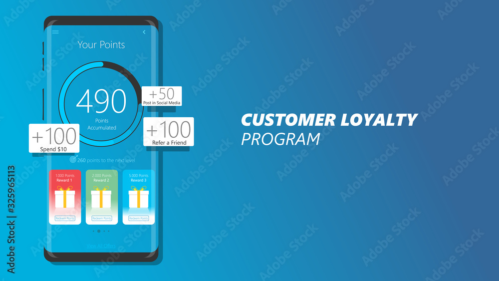customer loyalty program Reward app interface, mobile ui vector design ...