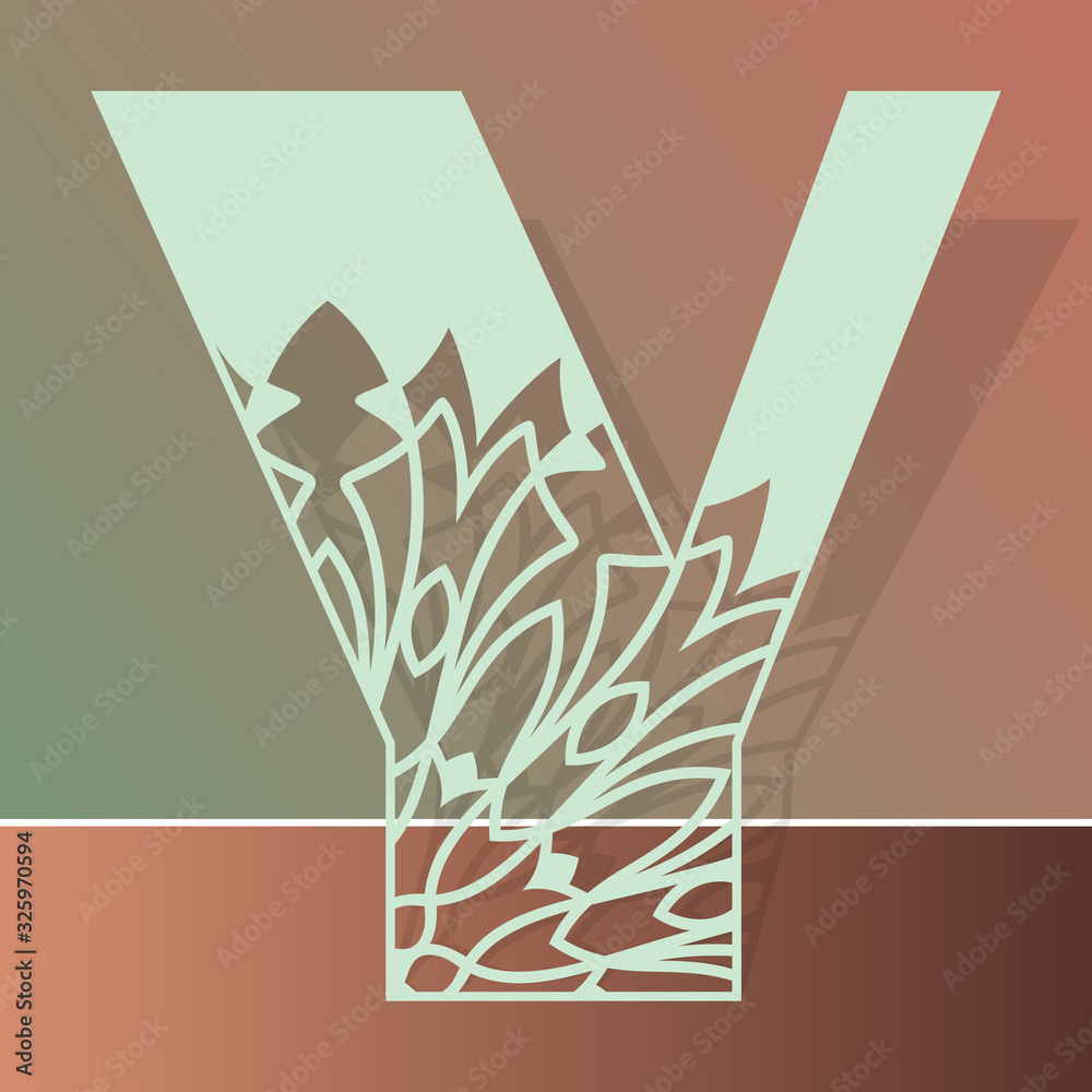 Laser cutting letter Y. Woodcut vector design. Plywood lasercut gift ...