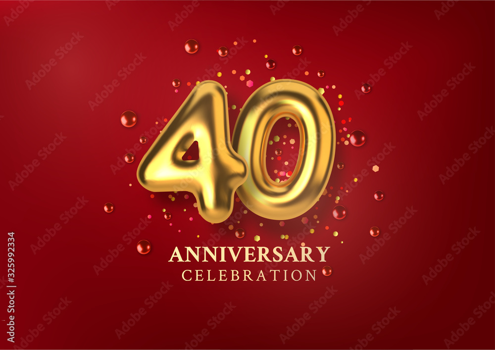 40th Anniversary celebration. Number in the form of golden balloons ...