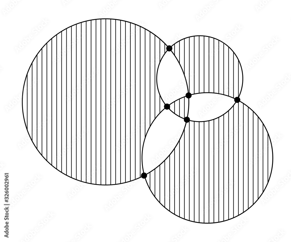 Abstract geometric round symbol, isolated on white background. Three ...