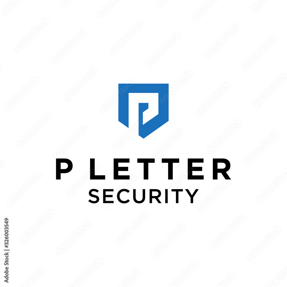 Initial P Logo Design with shield icon For Security Vector Illustration ...