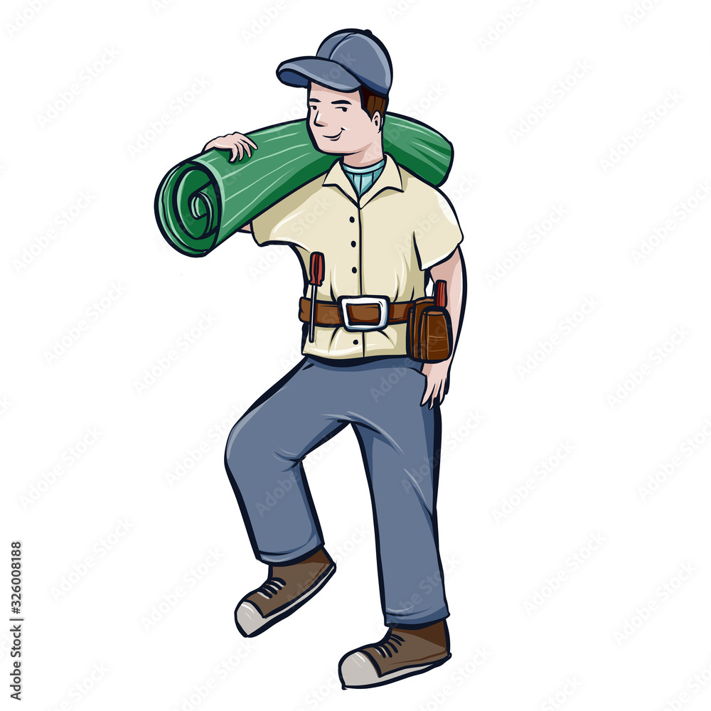 Carpet Installer Cartoon