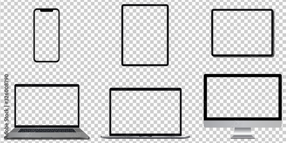 Realistic phone, tablet, laptop and pc. Perfect for web design, e ...