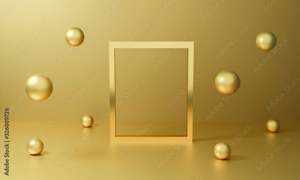 3d gold sphere abstract background gradient with geometric shape and ...