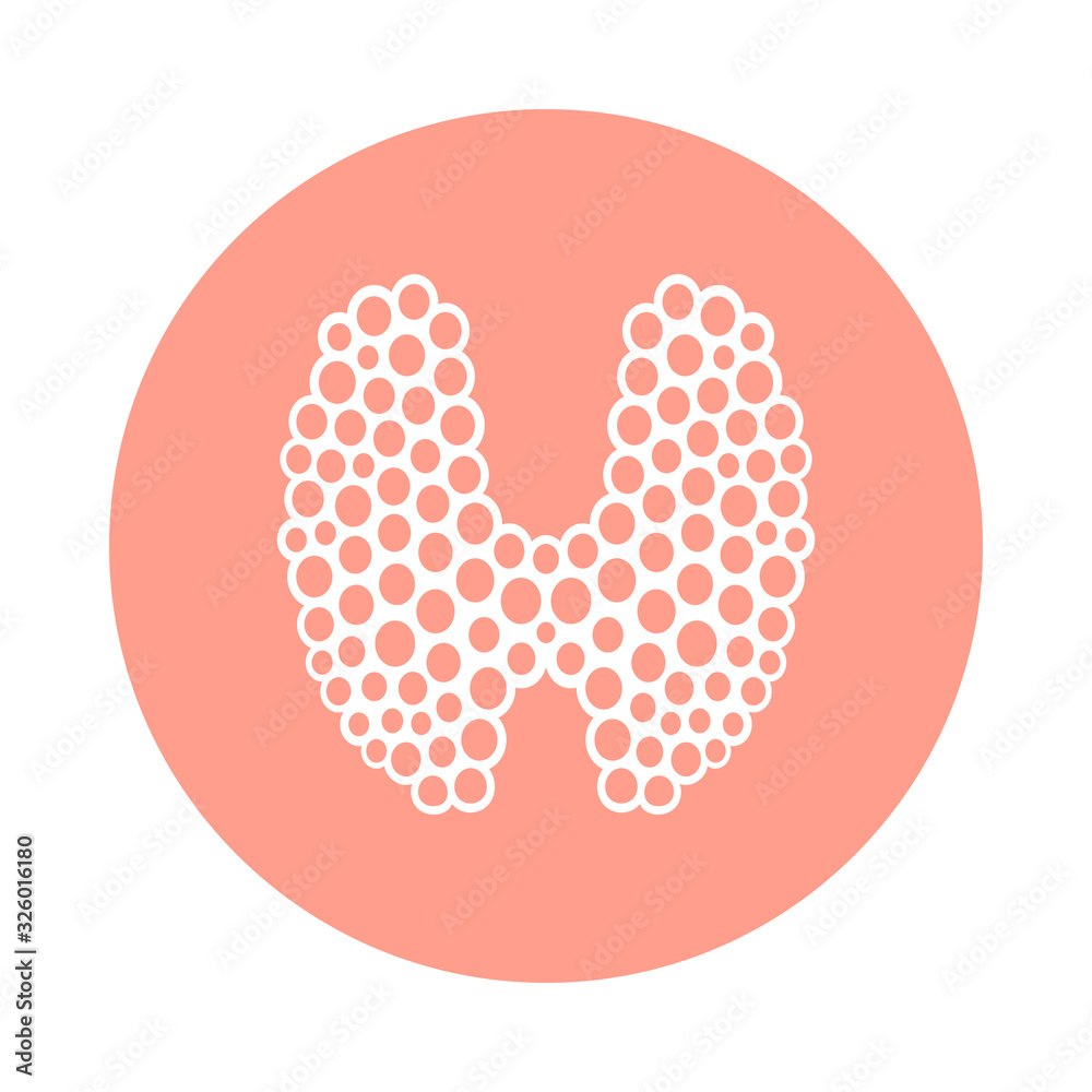 Thyroid graphic sign. Thyroid gland symbol in the circle isolated on ...