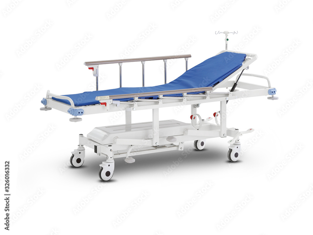 Mobile Hospital Bed, isolated on white background . Variable Height Bed ...
