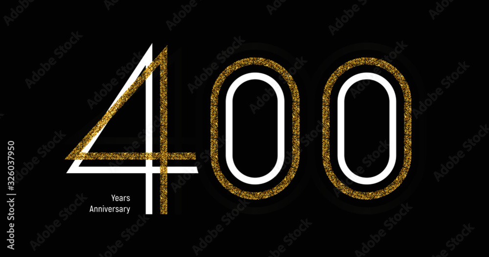 400 years anniversary logotype with multiple line white gray and golden ...