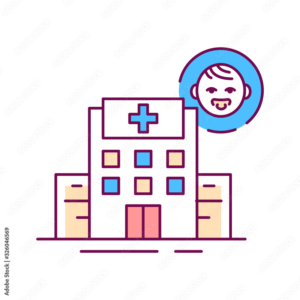 Pediatric clinic color line icon. Medical service and treatment ...