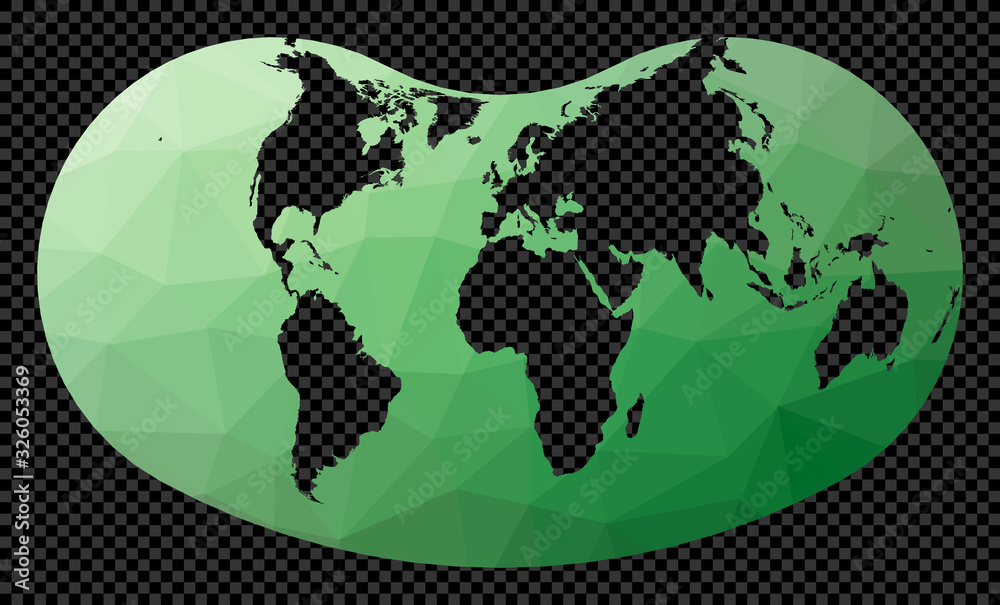 Geometric world map. Hill projection. Polygonal map of the world on ...