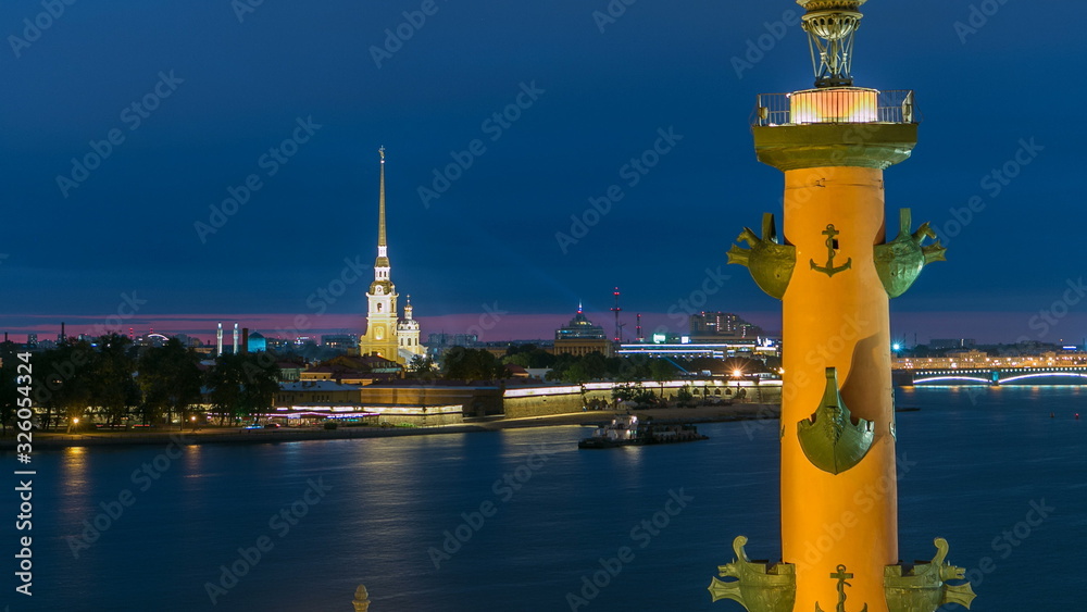 The front view of the top of the rostral column, Peter and Paul ...
