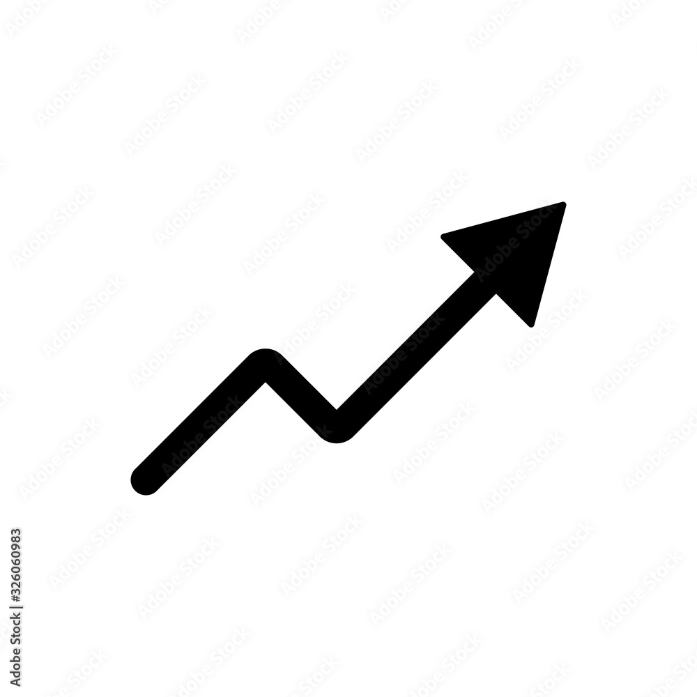 Rising arrow outline icon. Symbol, logo illustration for mobile concept ...