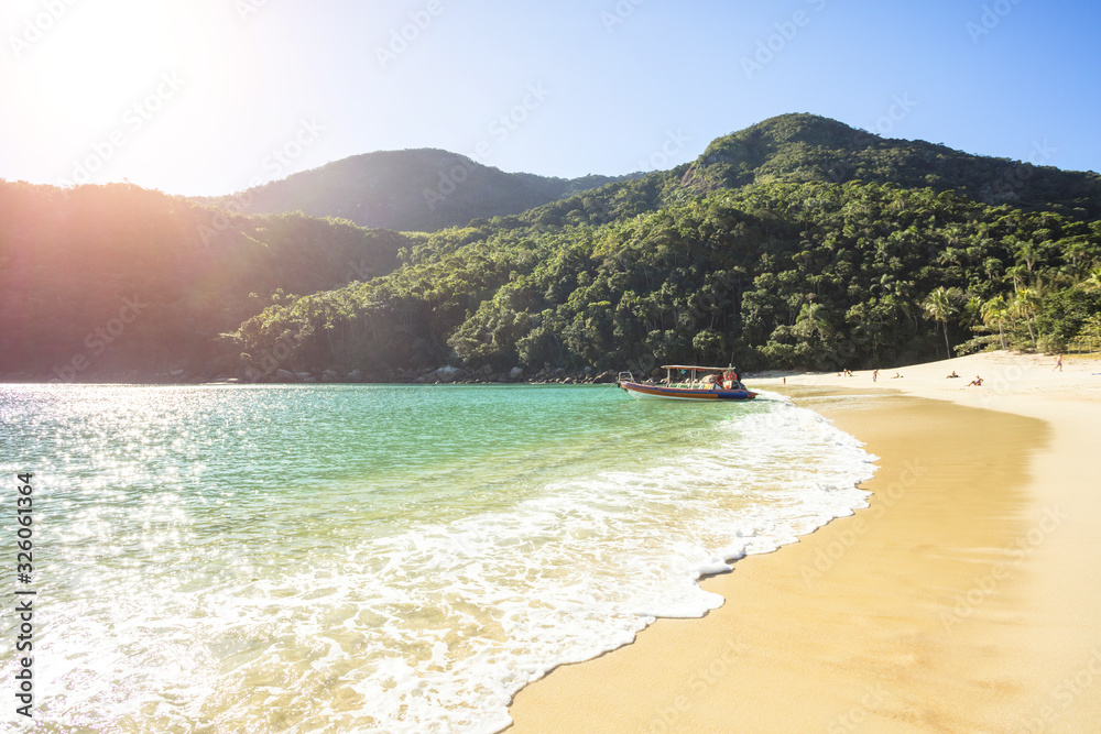 Vacation on the Meros(praia dos Meros) beach with clean sand, turquoise ...