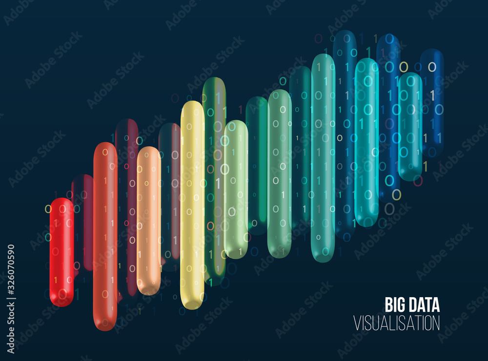 Big data visualization. Abstract background with lines array and binary ... Big data visualization. Abstract background with lines array and binary ...