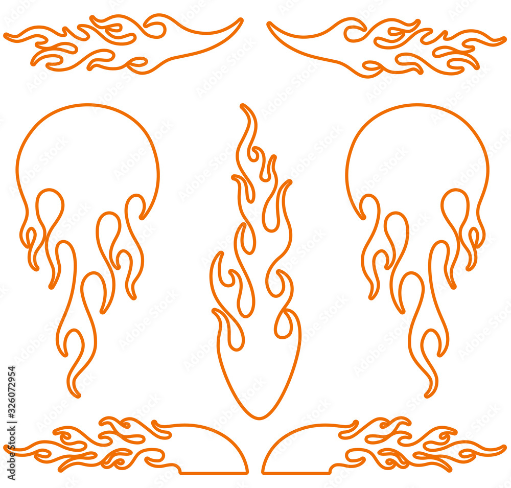 Vector fire flame outline set Stock Vector | Adobe Stock