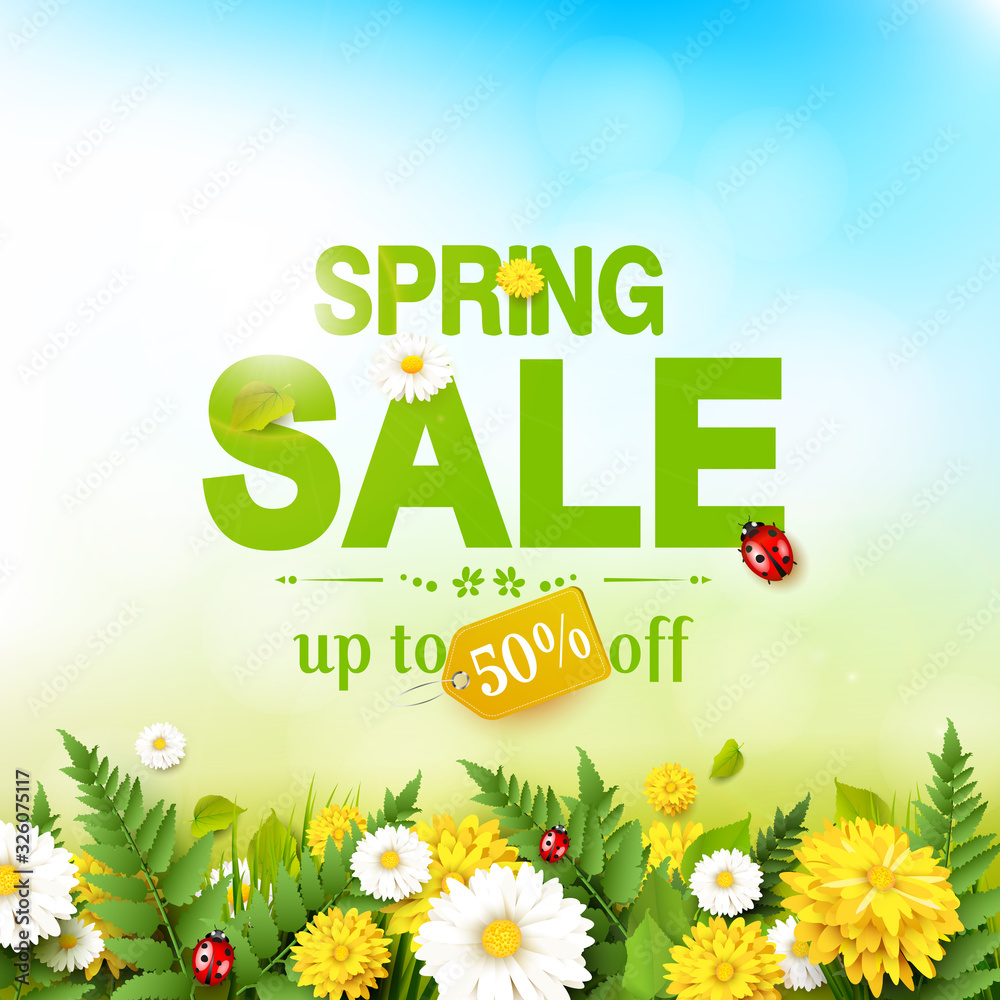 Spring sale background Stock Vector | Adobe Stock