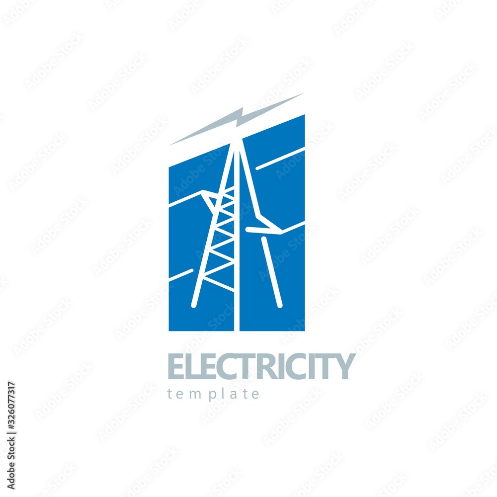 Electricity logo. High voltage pole lines elements. Stock Vector ...