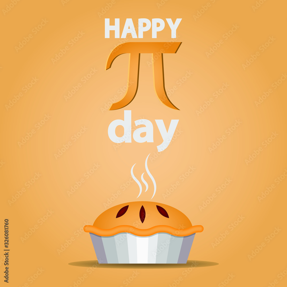 Pi day celebration with bakery pie vector banner. Pi mathematic symbol ...