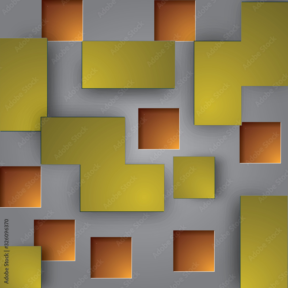 Figures with the effect of depth and bulge are surrounded. 3d square ...