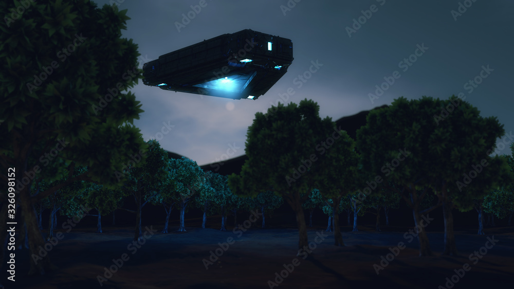 3d render. Unidentified flying object Stock Illustration | Adobe Stock
