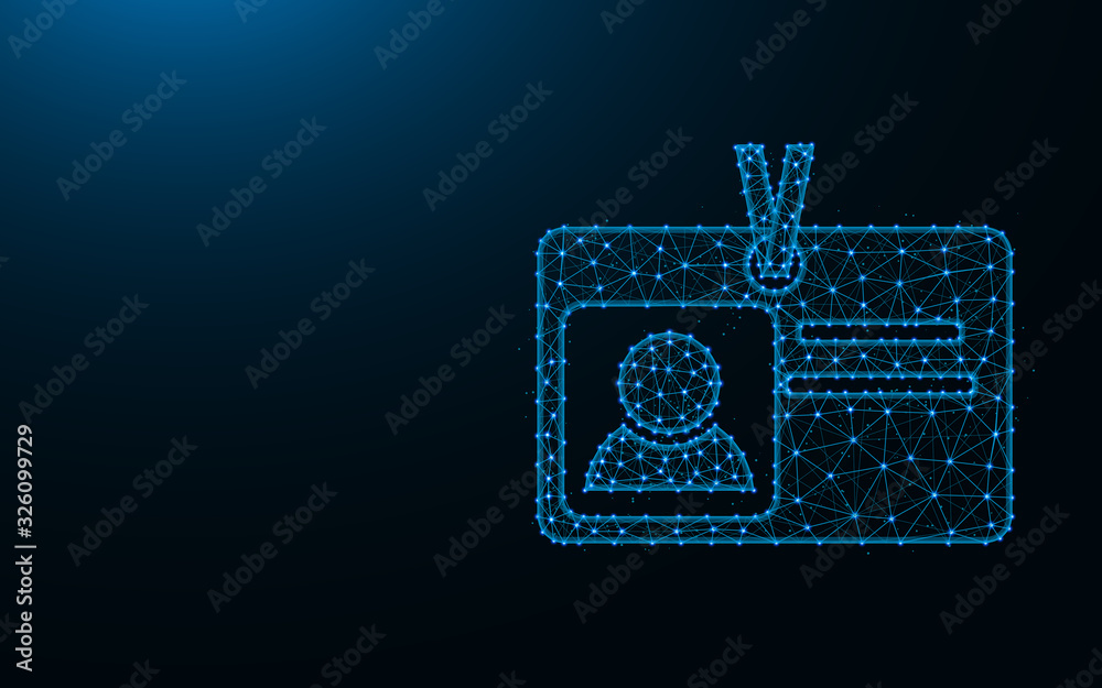 ID card made from points and lines on dark blue background ...