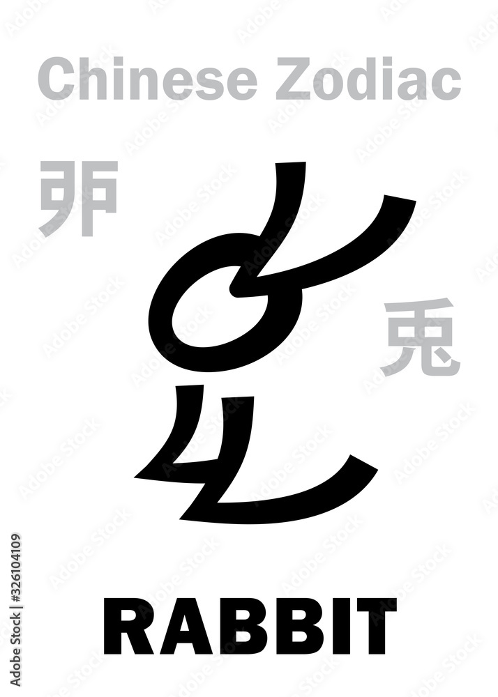 Astrology Alphabet: RABBIT / HARE [兎] sign of Chinese Zodiac. Chinese ...