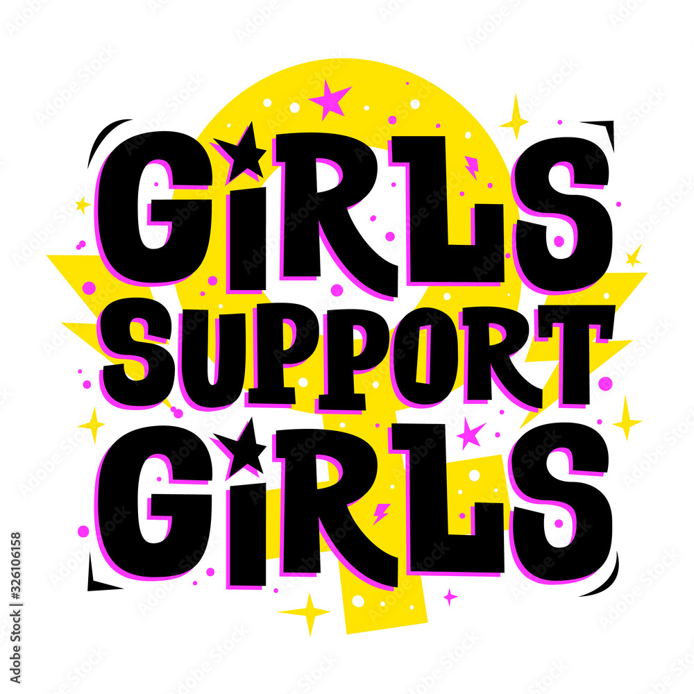 Girls support girls with venus mirror gender sign. Vector feminist ...