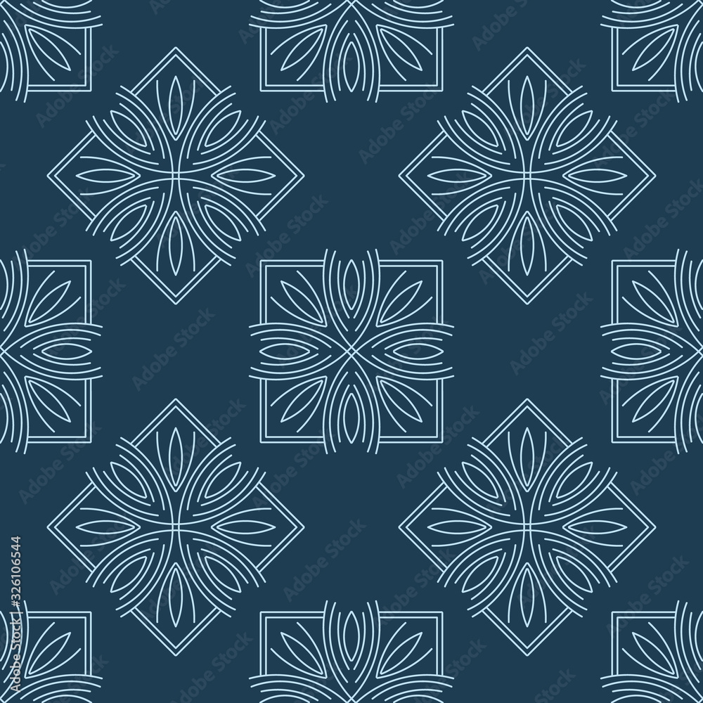 Abstract mirror seamless pattern with abstract floral and leave style ...