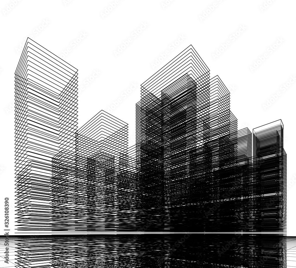 architecture building 3d vector illustration Stock Vector | Adobe Stock