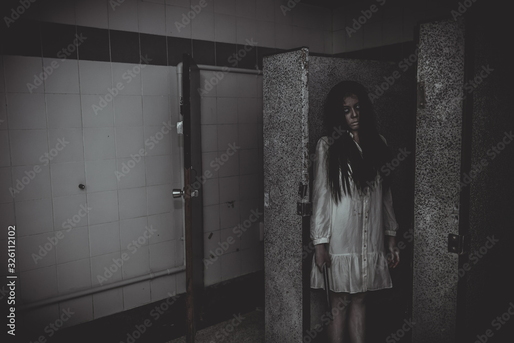 Portrait of asian woman make up ghost face,Horror scene,Scary ...