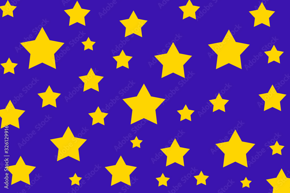 Yellow Stars Blue Background