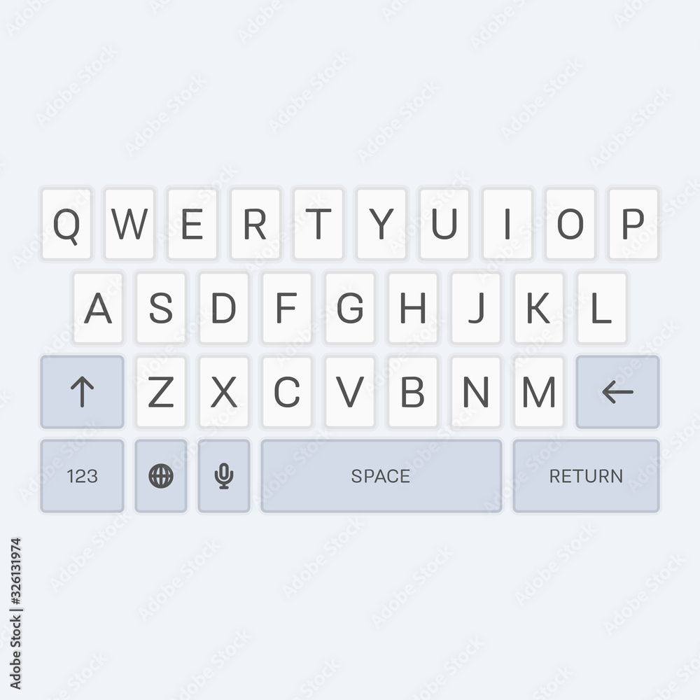 Qwerty keyboard set. Keyboard of smartphone, alphabet and numbers ...