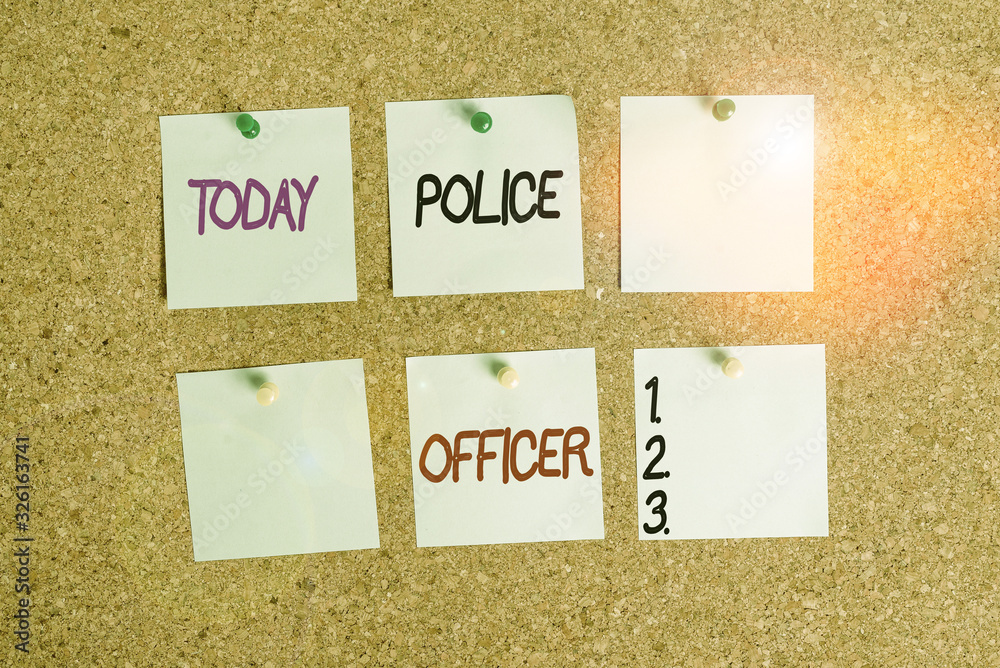 Writing note showing Police Officer. Business concept for a ...