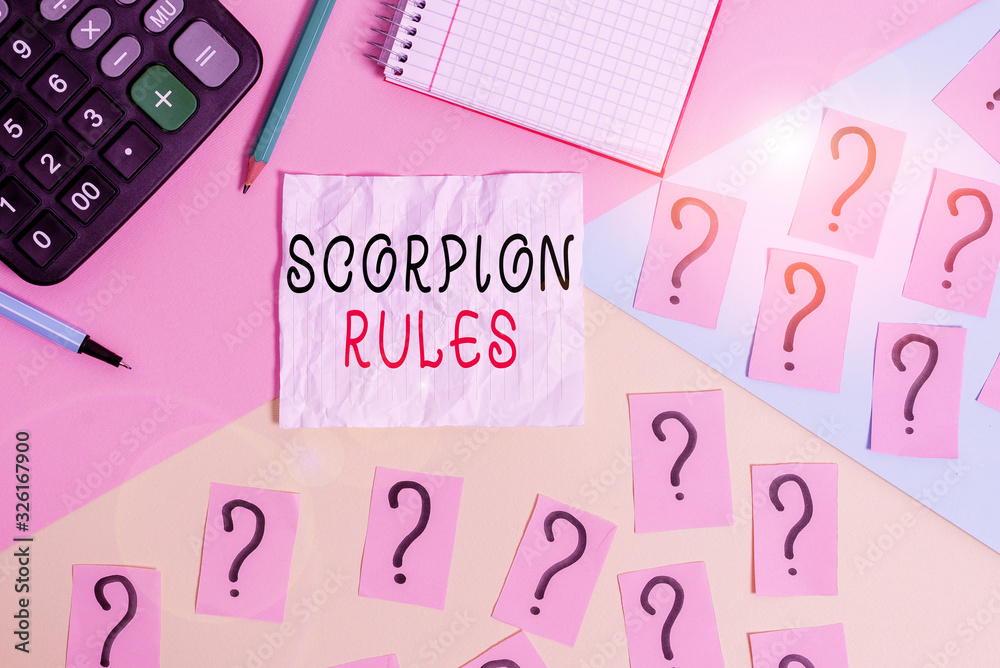 Handwriting text writing Scorpion Rules. Conceptual photo Dystopian ...