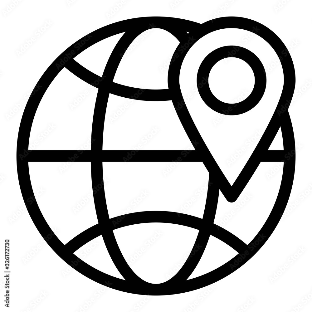Global location icon. Map pin on globe illustration. Stock-Illustration ...