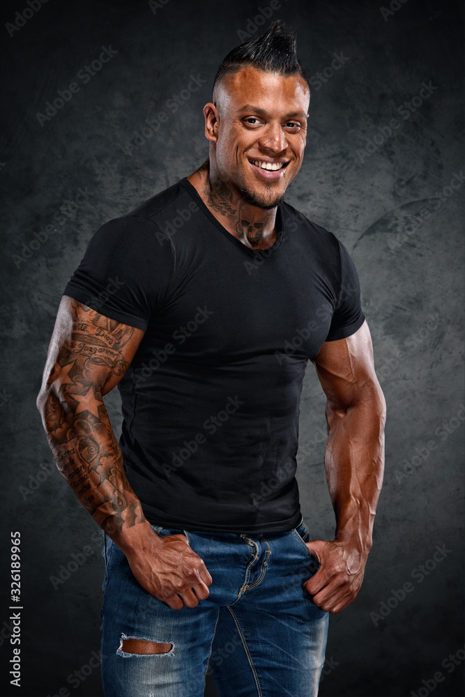 Handsome Muscular Male Fashion Model Stock Photo | Adobe Stock