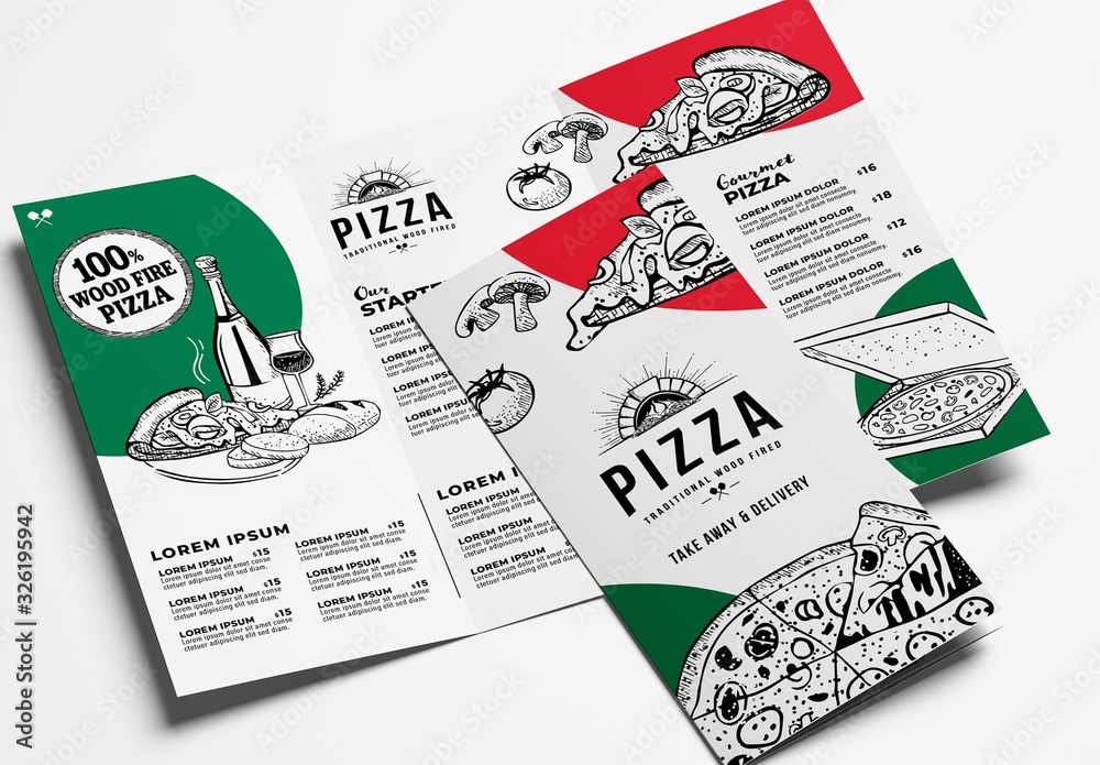 Pizza Restaurant Trifold Menu Layout Stock Template | Adobe Stock