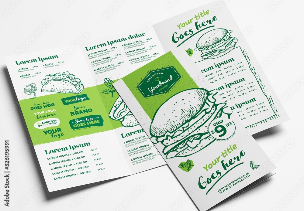 Burger Menu Trifold Layout Stock Template | Adobe Stock