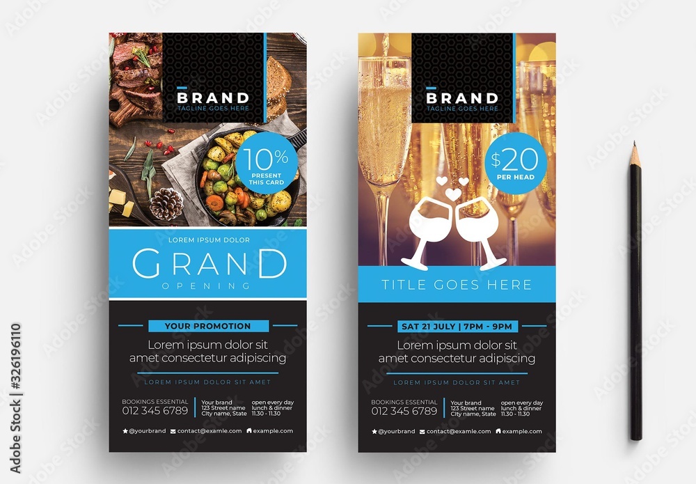 Restaurant Rack Card Layout Stock Template | Adobe Stock