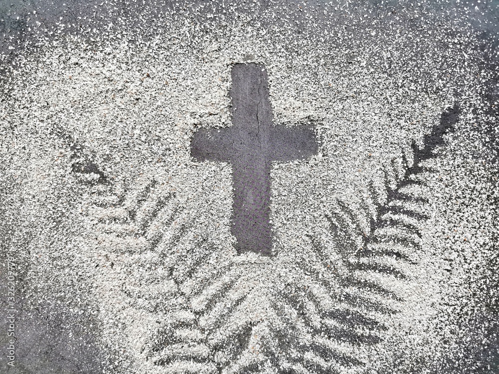 Ash Wednesday. Ash and christian cross symbol as a religion concept ...