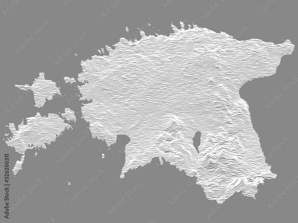 White Topographic Relief Map of European Country of Estonia Stock ...