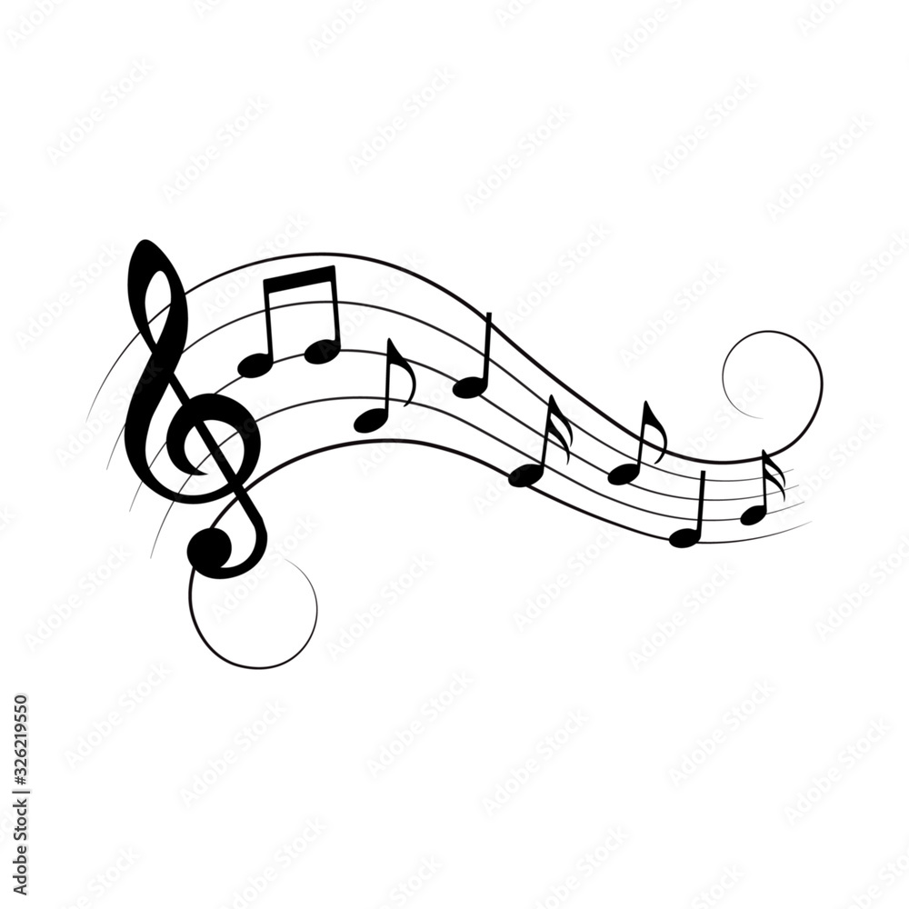 Music notes with swirls, music background, vector illustration. Stock ...