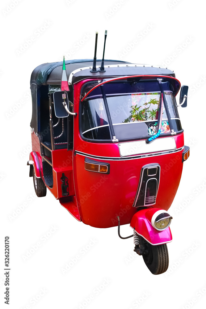 red beautiful Tuk Tuk isolated on white background. Stock Photo | Adobe ...