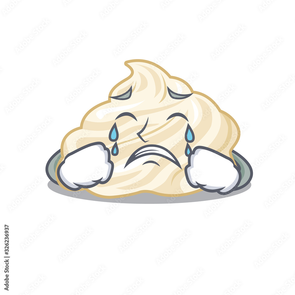 Whipped cream cartoon character concept with a sad face Stock Vector ...