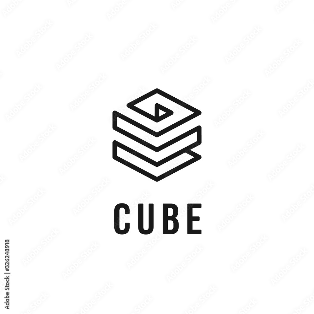 Cube line technology logo in unique style vector icon symbol Stock ...