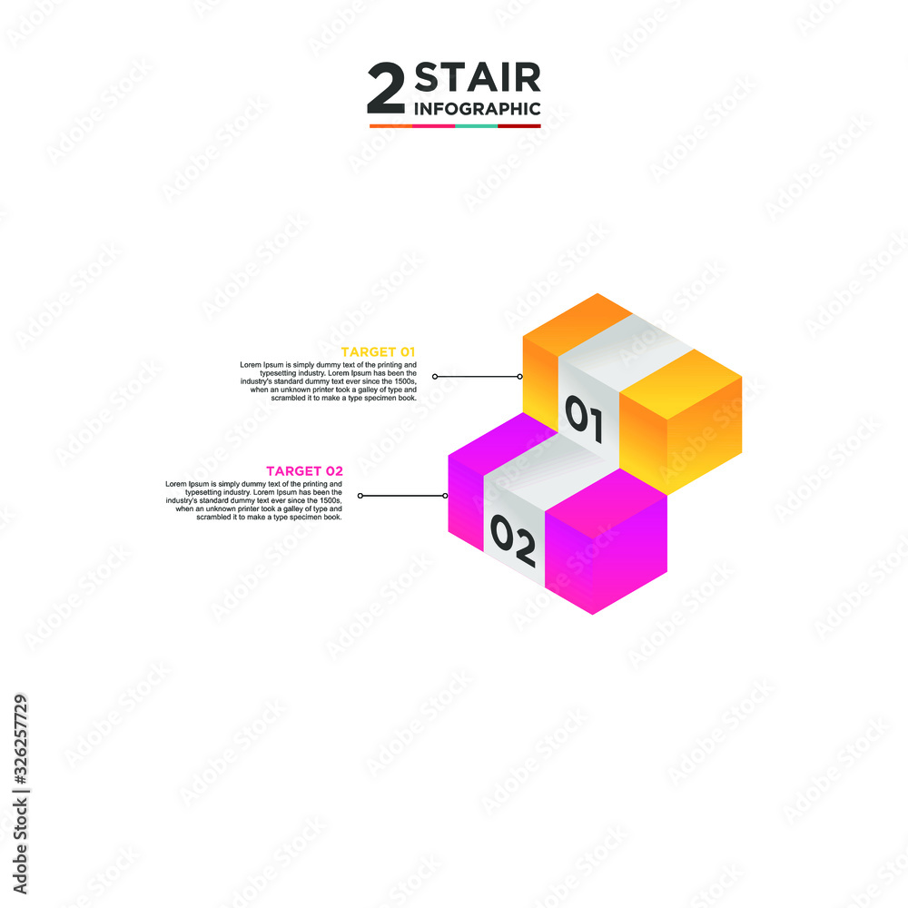 2 stair step timeline infographic element. Business concept with two ...