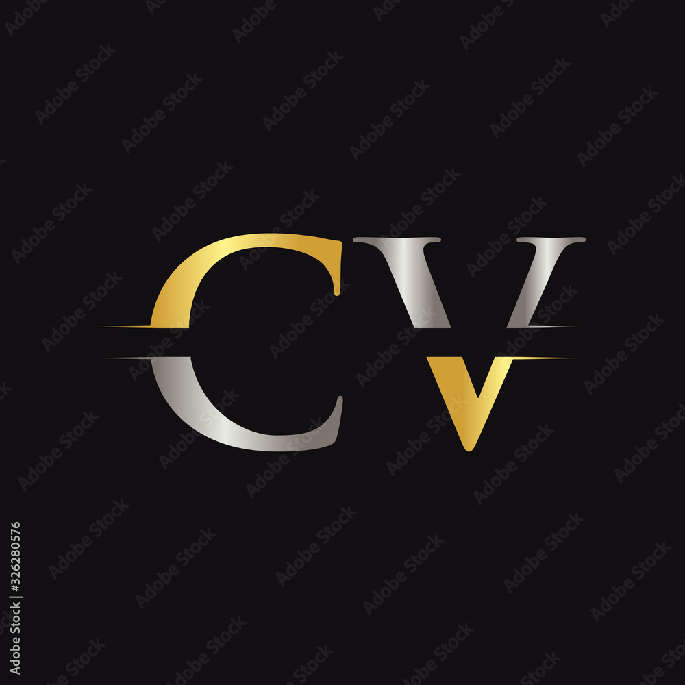 Initial CV Letter Logo With Creative Modern Business Typography Vector ...